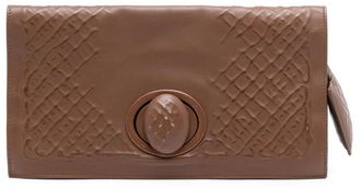 Bottega Veneta Clutches - Nappa Embossed Intrecciato Turnlock Clutch - Gr. unisize - in Braun - f&uuml;r Damen