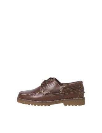 Jack & Jones Jfwbrooklyn Chaussures Bateau en Cuir pour Homme, Cognac, Taille 42 EU, Cognac, 42 EU