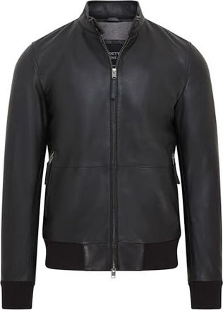 Infinity Leather Blouson Aviateur Universitaire en Cuir D&eacute;contract&eacute; R&eacute;tro Noir MA-1 Pour Hommes