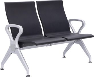 Clp Wartebank Airport-Stil Ermin, Sitzbank Flur mit Lehne, ergonomische Sitzschalen, Wartest&uuml;hle mit robustem Alu-Gestell, bis 150 kg je Sitz, Farbe:schwa