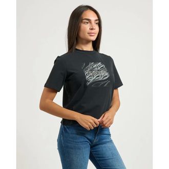 Yes-Zee YES Zee, Femme, Tops, Noir, Taille: 42 FR T-shirt &agrave; col rond avec imprim&eacute;