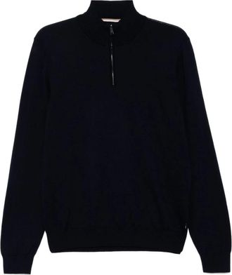 HUGO BOSS Homme, Pulls, Bleu, Taille: S Pull &agrave; Demi-Zip Ebenji