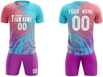 Generic Kit de football personnalis&eacute; pour enfants, hommes, femmes, jeunes, maillot et short de football avec num&eacute;ro de nom et logo de l&eacute;quipe, 2 &agrave; 5, L