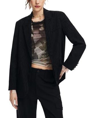Desigual Femme Blazer tiss&eacute;, Noir, XL