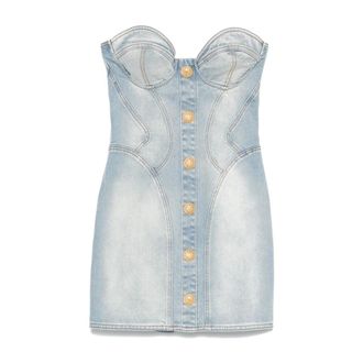 Balmain Tr&auml;gerloses kurzes Kleid mit herzf&ouml;rmigem Ausschnitt - - Dresses - Damen - Blau - S
