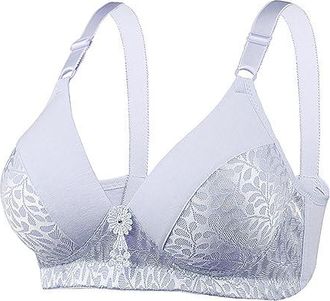 Generic 2026 Soutien-gorge pour femme respirant pour femmes moyennes et personnes &acirc;g&eacute;es sans anneaux en acier Bonnet moyen Jacquard envelopp&eacute; fin, gris, 66