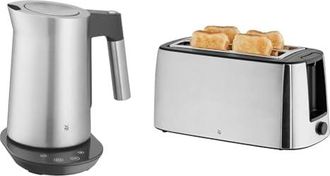 WMF Kineo Wasserkocher mit Temperatureinstellung 1,6l, Kalkfilter, 3000W & Bueno Pro Toaster Langschlitz mit Brötchenaufsatz, 4 Scheiben, XXL Toast, Aufkn