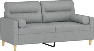 vidaXL Vidaxl - Canap&eacute; 2 places avec oreillers gris clair 140 cm tissu