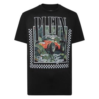 Philipp Plein Homme, Tops, Noir, Taille: S T-Shirt Col Rond Racing