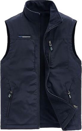 Generic Gilet de sport dhiver pour homme - Gilet polaire sans manches pour homme - Col montant - Gilet dhiver - Coupe ajust&eacute;e - Veste softshell avec poches - 