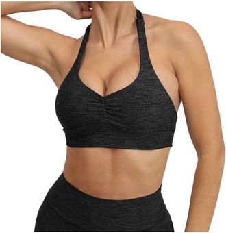 Generic Soutien-gorge de sport rembourr&eacute; pour femme - Dos nu - Haut de yoga, Noir, XL