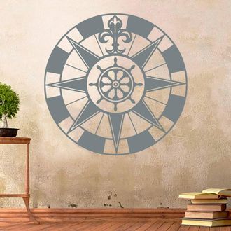 Sticker Genie KOMPASS X Windrose Aufkleber Wandtattoo Wandaufkleber Sticker (Grau, 20 x 20 cm)