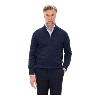 Oscar Jacobson Knit Half Zip - - Knitwear - Herren - Blau - M