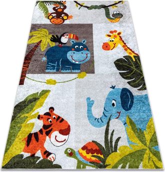 RugsX Rugsx - junior 51858.802 Tiere, Afrika f&uuml;r Kinder Anti-Rutsch - grau multicolour 160x220 cm