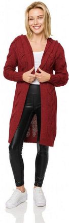 Worldclassca Kapuzenstrickjacke Worldclassca lange Strickjacke Zopfmuster Cardigan mit Kapuze Bolero Strickjacke mit Zopfmuster und Kapuze