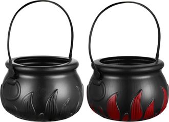 BESPORTBLE 2st&uuml;cke Halloween S&uuml;&szlig;igkeiten Eimer Gro&szlig;e Hexen-Kessel Mit Flammen-Design F&uuml;r Halloween-Party-Dekoration Und Snacks Vielseitig Als Aufbewahrung F&uuml;r S&uuml;