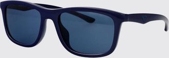 Emporio Armani Rechteckige Sonnenbrille aus marineblauem Nylon mit tonalem Logo