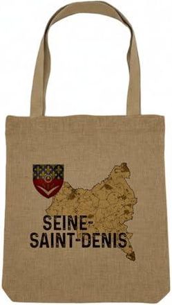 Fabulous Sac Shopping Tote Bag Aspect Lin - Seine Saint Denis 93 Departement Ile de France Paris - Sac de Courses Toile Epaisse 360g Beige Naturel Cabas Port&eacute; 