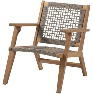 Bora Bora - Fauteuil bas de jardin en bois dacacia fsc et r&eacute;sine tress&eacute;e L60xP76xH73 cm