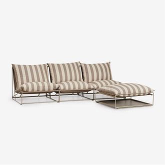 Sklum Amaro 3-teiliges modulares Gartensofa und umwandelbarer Ottoman Braun Tapioca - Braun Mokka - Sklum