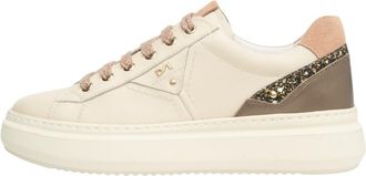 Nero Giardini I514160D Damensneakers Aus Glattleder, Veloursleder Und Technischem Material - Elfenbein 37 EU