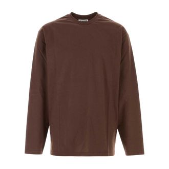 Jil Sander Lang&auml;rmeliges Baumwoll-T-Shirt - - Tops - Herren - Braun - XL