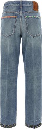 Valentino Garavani Floral-Trimmed Denim Jeans - Blue