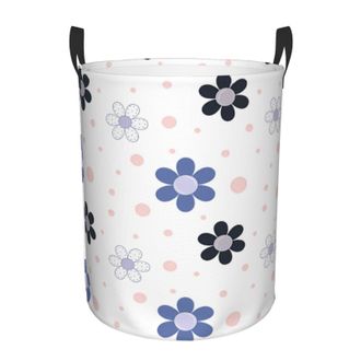 Generic Niedliche Stilisierte Blumen Aufbewahrungskorb Rund Korb Aufbewahrung Stehender W&auml;schetonne F&uuml;r Lagerung Kleidung Kuscheltier