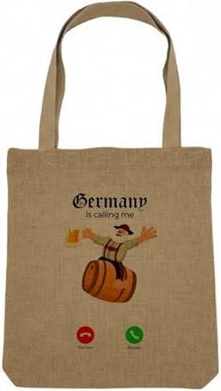 Fabulous Sac Shopping Tote Bag Aspect Lin - Germany Is Calling Me Beer Party Clich&eacute; - Sac de Courses Toile Epaisse 360g Beige Naturel Cabas Port&eacute; Epaule Solide