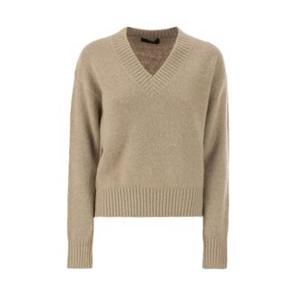 Max Mara Femme, Pulls, Beige, Taille: 36 FR Pull en fil ras&eacute; alpaga et coton