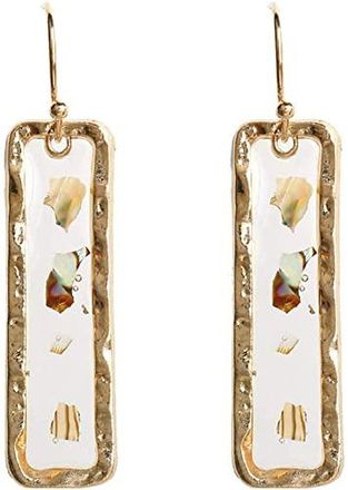 Generic Coquillage Clair Rectangle g&eacute;om&eacute;trique balancent Crochet Boucles doreilles Bijoux Cadeau pour Femmes Adolescentes Anniversaire no&euml;l Amis cadeauDurabil