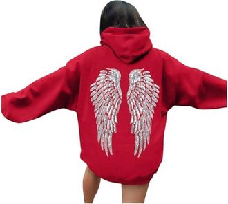 Generic 2026 Ange Sweat a Capuche Femme, Pull Sweet Paillette Los Angeles &Agrave; Manches Longues Hoodie Sweatshirts Strass 3D imprim&eacute; Oversize Sportswear Sequins J
