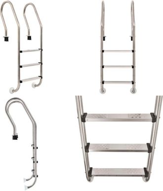 vidaXL Pool-Leiter 3 Stufen 120 cm Edelstahl 304 - Poolleiter - Pool Leiter - Home & Living - Silber
