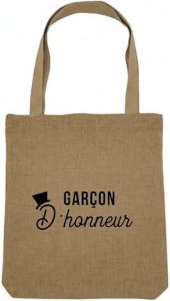 Fabulous Sac Shopping Tote Bag Aspect Lin - Gar&ccedil;on dHonneur Chapeau Mariage Mari&eacute; Gentleman - Sac de Courses Toile Epaisse 360g Beige Naturel Cabas Port&eacute; Epaul
