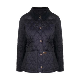Barbour Femme, Vestes, Bleu, Taille: 42 FR Veste Matelass&eacute;e Bleu Marine avec Col en Velours C&ocirc;tel&eacute;
