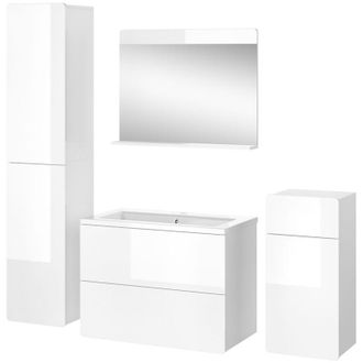 Vicco Ensemble de meubles de salle de bain Izan, Blanc, 5 pi&egrave;ces, Vicco
