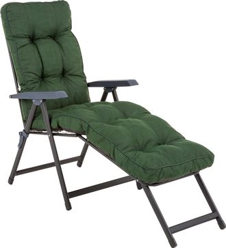 Patio Gartenliege mit Fußteil Polster Lena Lounger Sonnenliege verstellbar 28 Positionen für Garten Terrasse Balkon Camping