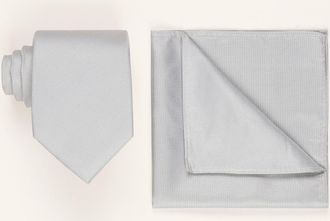 Paul Paul Set: Krawatte Und Einstecktuch grau