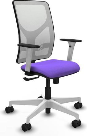 Piqueras y Crespo Schreibtischstuhl, wei&szlig; und lila, mit wei&szlig;en und schwarzen Armlehnen, h&ouml;henverstellbare Lendenwirbelst&uuml;tze, 3 Positionen, Wei&szlig; / Lila