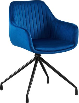 Clp Esszimmerstuhl Welby I Samt- oder Kunstlederbezug | 180° drehbar | Gepolstert | Metallgestell | Modern & bequem, Farbe:dunkelblau, Material:Samt