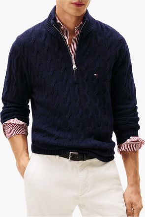 Tommy Hilfiger Pull col zipp&eacute; en laine m&eacute;lang&eacute;e