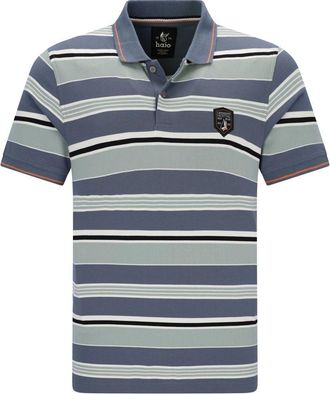 Hajo Poloshirt Kurzarm Shirt Stay Fresh 27726 140 Basalt grau Mint gestreift, Herren-Gr&ouml;&szlig;e:56