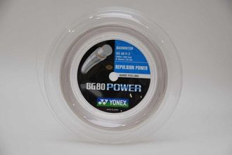 Yonex Saiten fur Badmintonschlager BG80 Power, 200 m Reel, Color- White