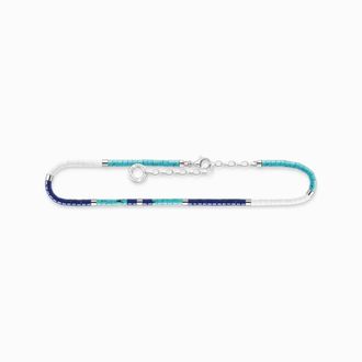 Thomas Sabo Thomas Sabo Damen Fu&szlig;kette 925er Sterlingsilber- Wei&szlig;- T&uuml;rkis & Dunkelblau Ak0038-775-7-Vg - - Accessories - Damen - Mehrfarbig - ONE SIZE