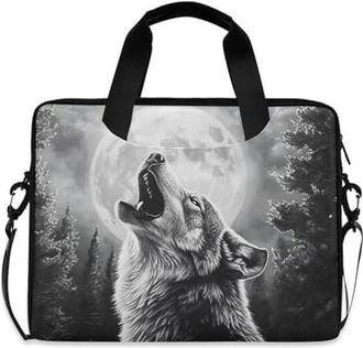 Alaza Sac pour ordinateur portable de 16 &agrave; 15,6 pouces, motif loups et toiles daraign&eacute;e, sac pour ordinateur portable, sac &agrave; bandouli&egrave;re pour femme, homme, 