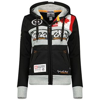 Canadian Peak Face Lady - Sweat Femme Capuche Poches Kangourou - Sweatshirt Femmes Manche Pull Casual Manches Longues Chaud (Noir XXL Taille 5)