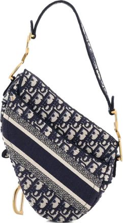 Dior Saddle Handbag Logo Embroidered Oblique Canvas Medium shoulder bag - Blau