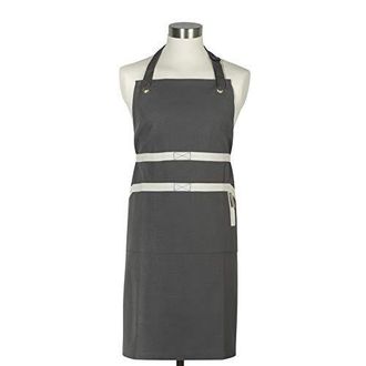 LE CREUSET Le Creuset Tablier avec Poches, Boucle et Système de Tension des Sangles, 100% Coton, Taille unique, Flint, 95000700444000