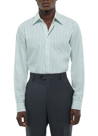Fursac Chemise &agrave; col hirondelle en coton ray&eacute; - Taille 37 - Homme