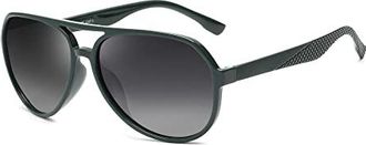 JIM HALO Lunettes de Soleil Polarisées Hommes Femmes, Rétro Pilotes Lunettes de Soleil pour la Pêche Vert/Gris Progressif